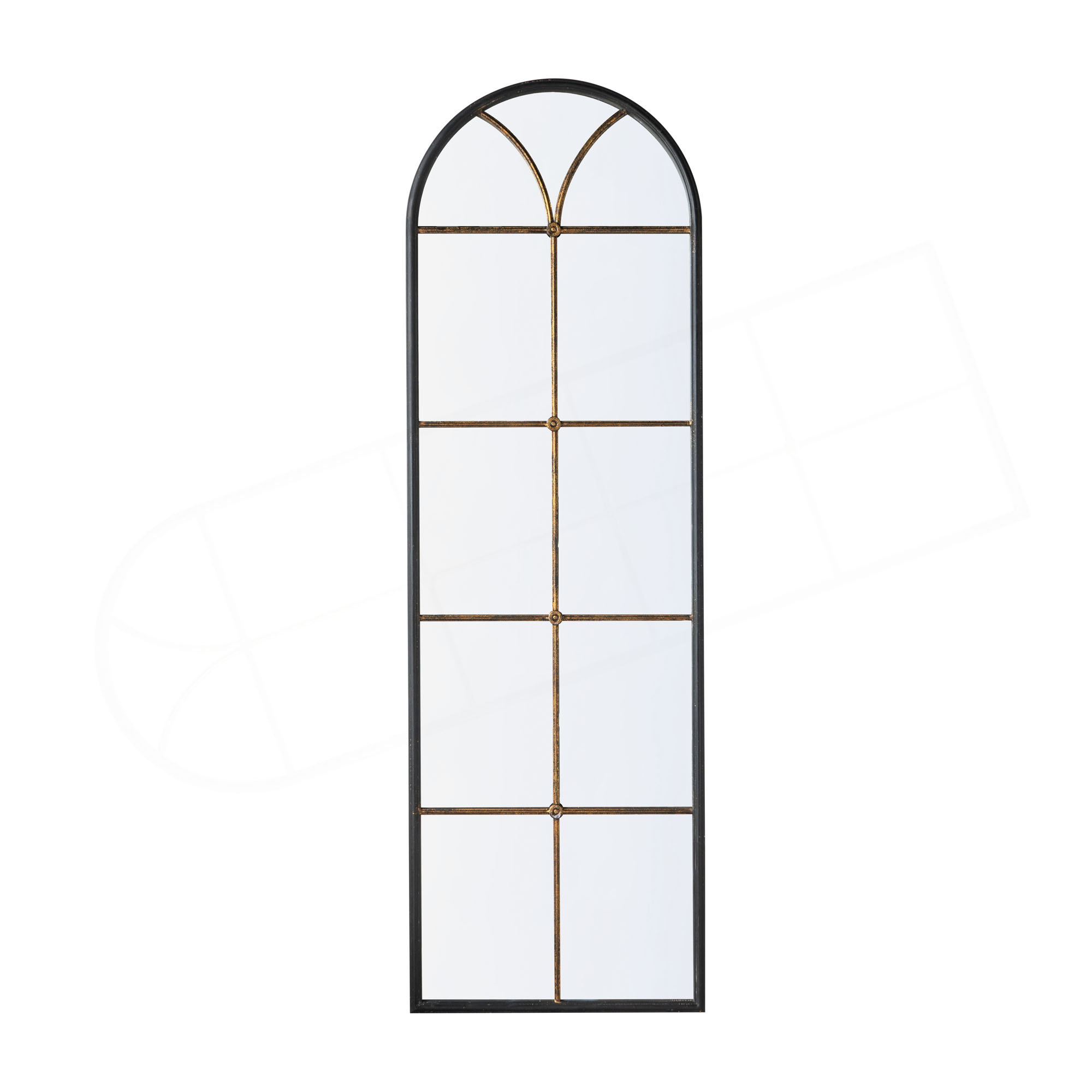 Red Barrel Studio® 23.5X74.5" Arched Floor Mirror With Black And Gold ...