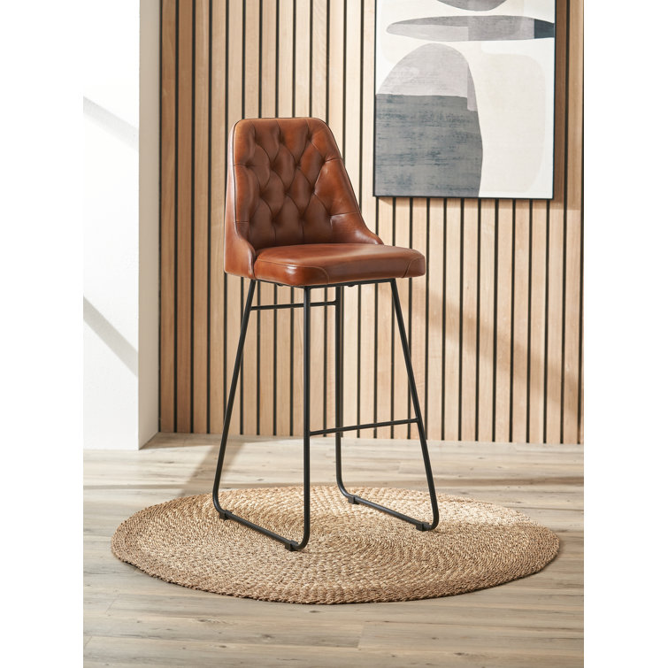 Pacific Lifestyle Camillo Leather Diamond Back Bar Stool 111cm ...