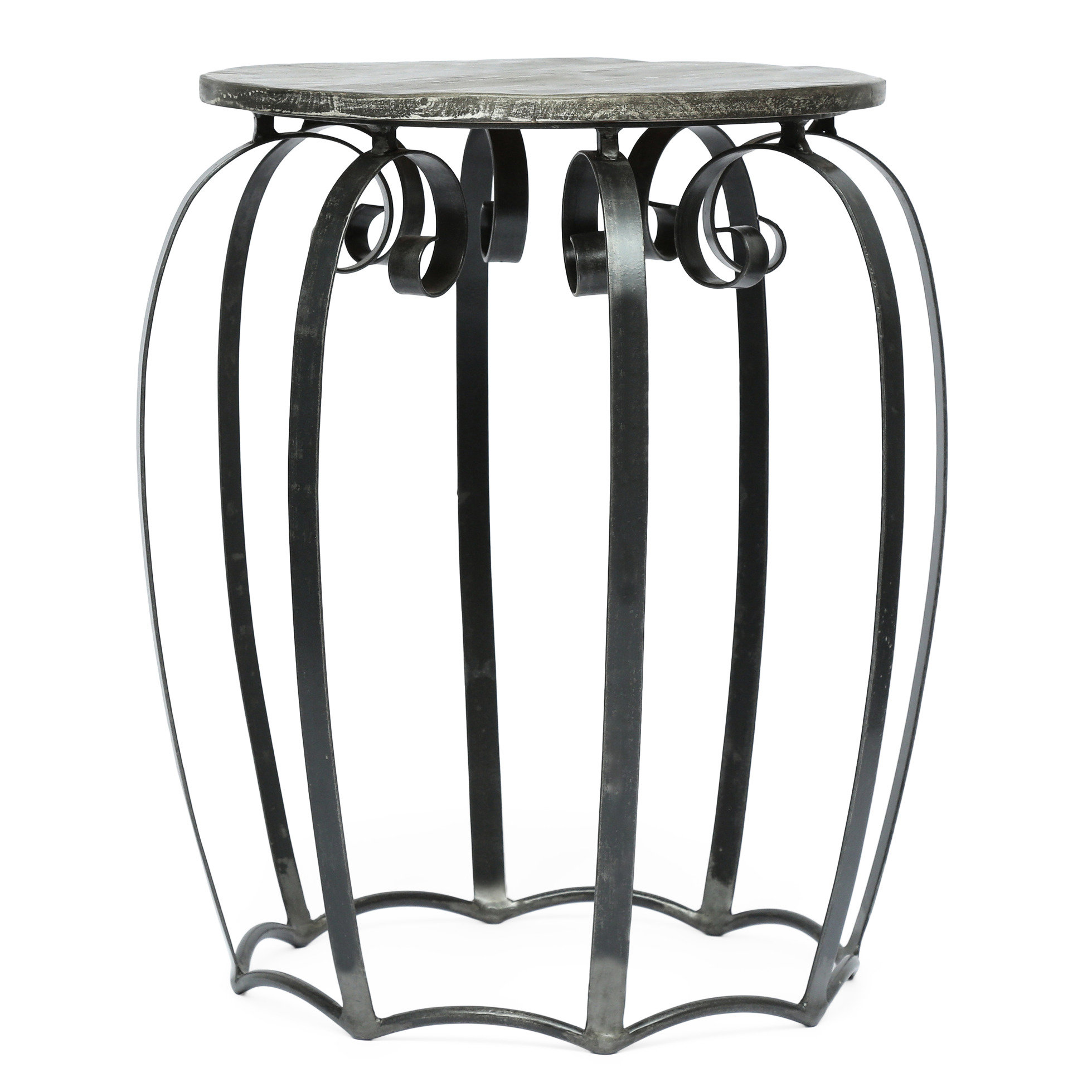 17 Stories Mango Wood Top Side Table With Iron Frame Design Surface And ...