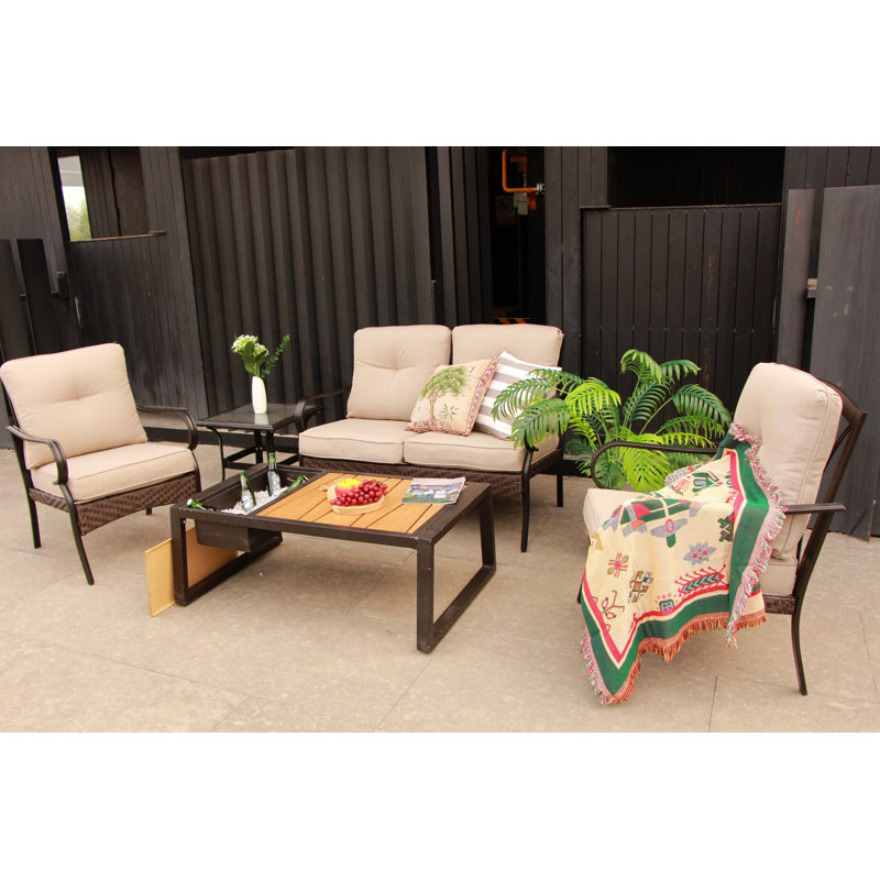 Direct Wicker 5 Piece Complete Patio Set with Cushions | Wayfair