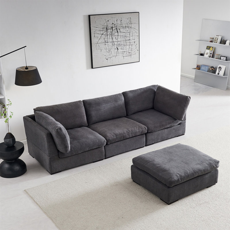 Latitude Run® Luxurious Modular Soft Fabric Sofa Filled With Down For ...