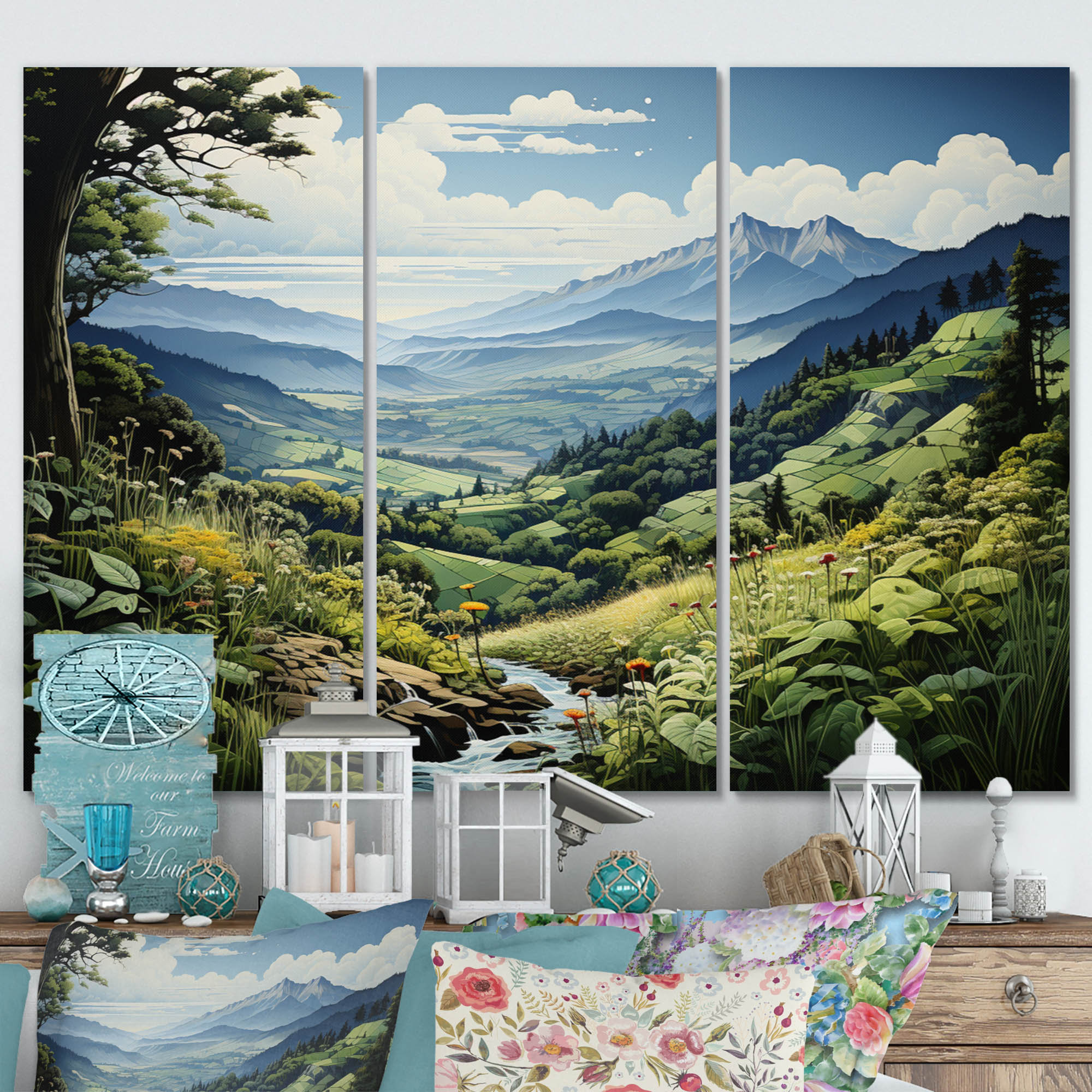 Millwood Pines Countryside Mountain Vista Patchwork II - Landscapes ...