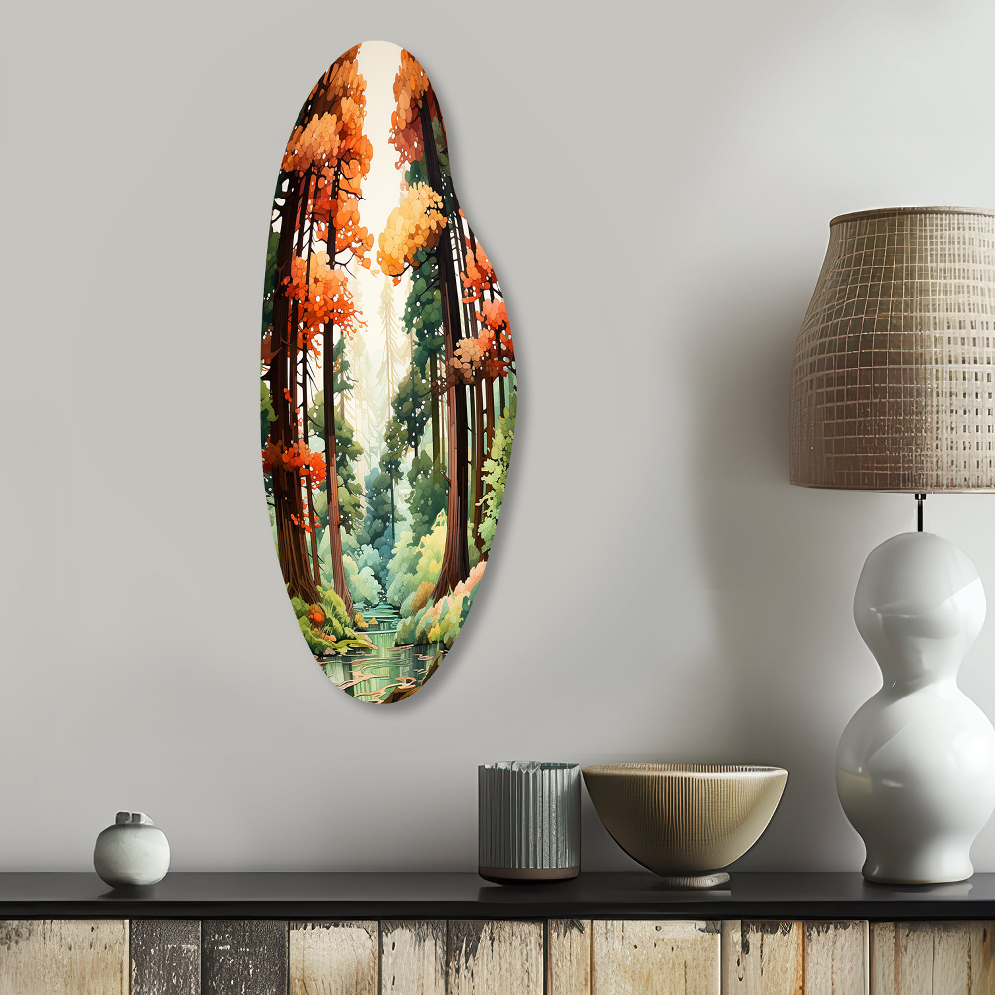 Design Art Redwood Shimmering Tree Heights III - Tree Redwood Curved ...