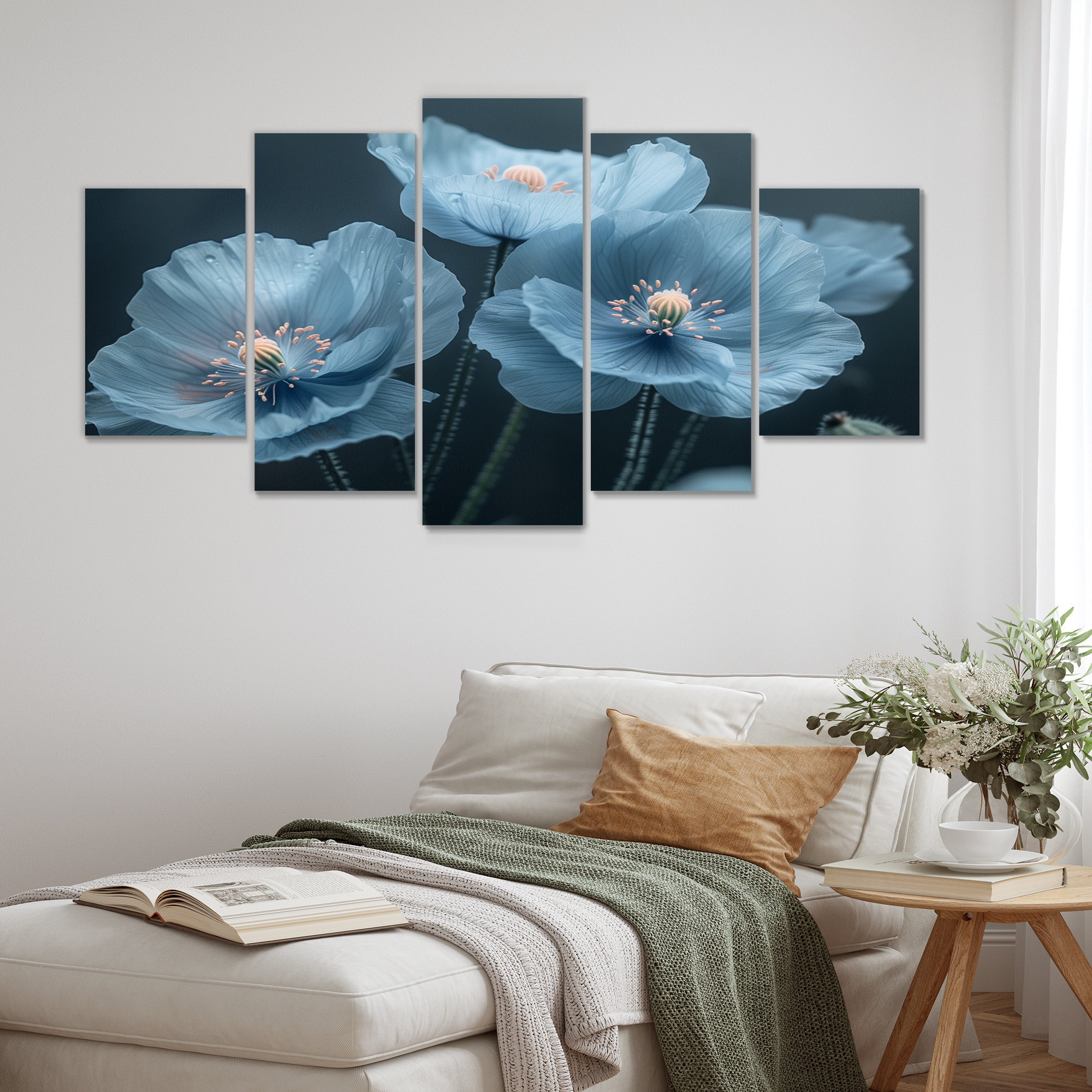 Design Art Blue Grey Ethereal Beauty Poppies III - Poppies Wall Art ...