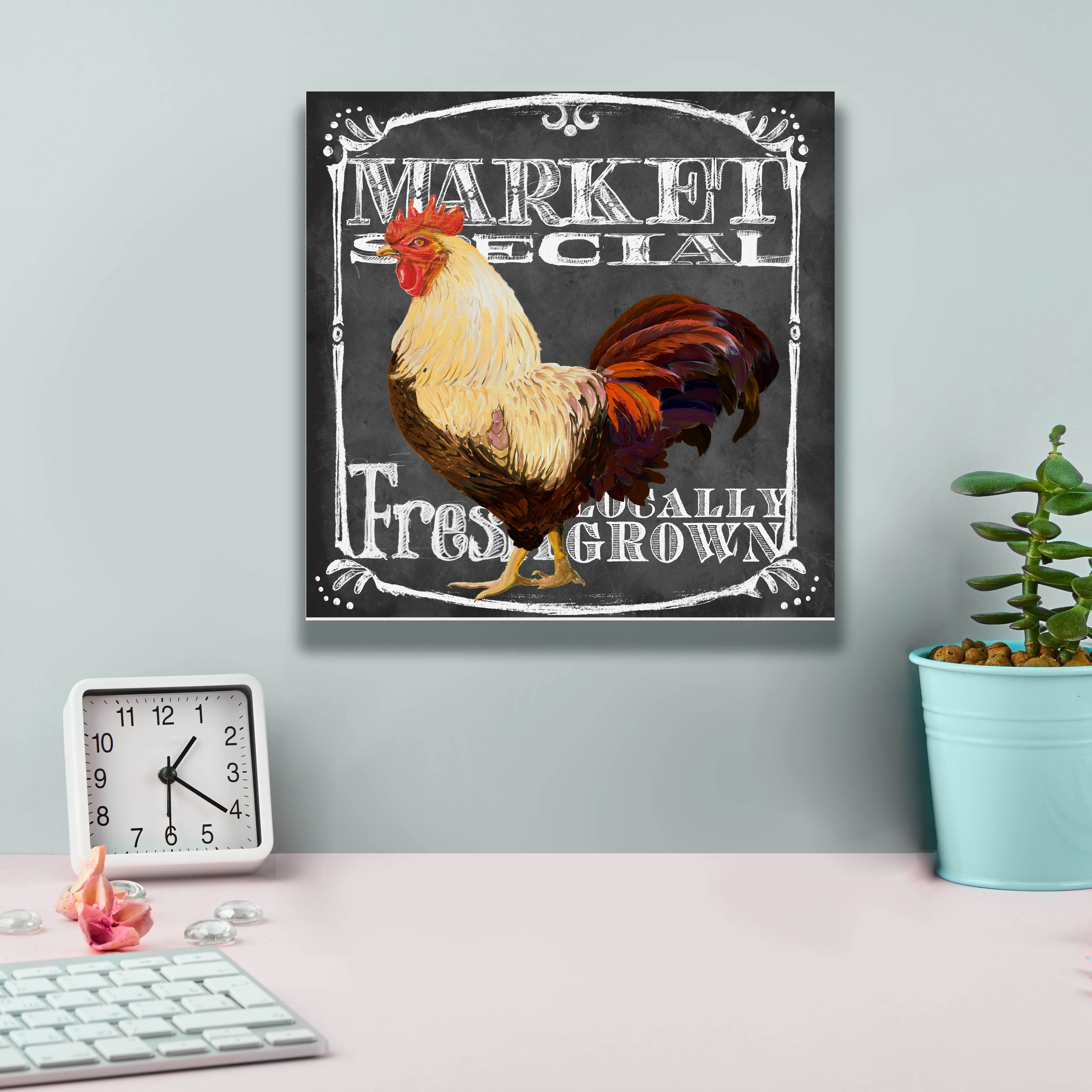 August Grove® 'Rooster On Chalkboard 4' by Art Licensing Studio Canvas Wall Art | Wayfair