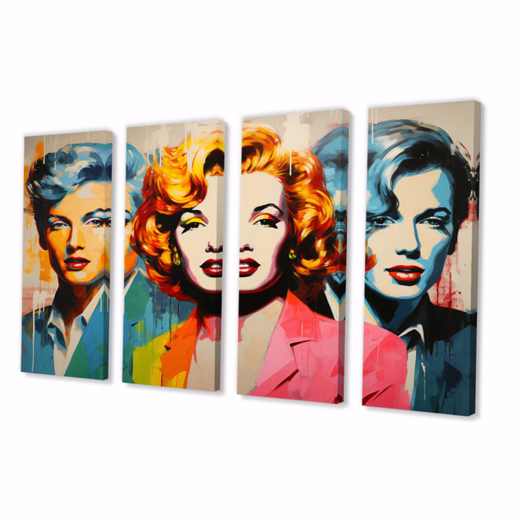 George Oliver Pop Art Iconography Portrait I On Canvas 4 Pieces Print ...