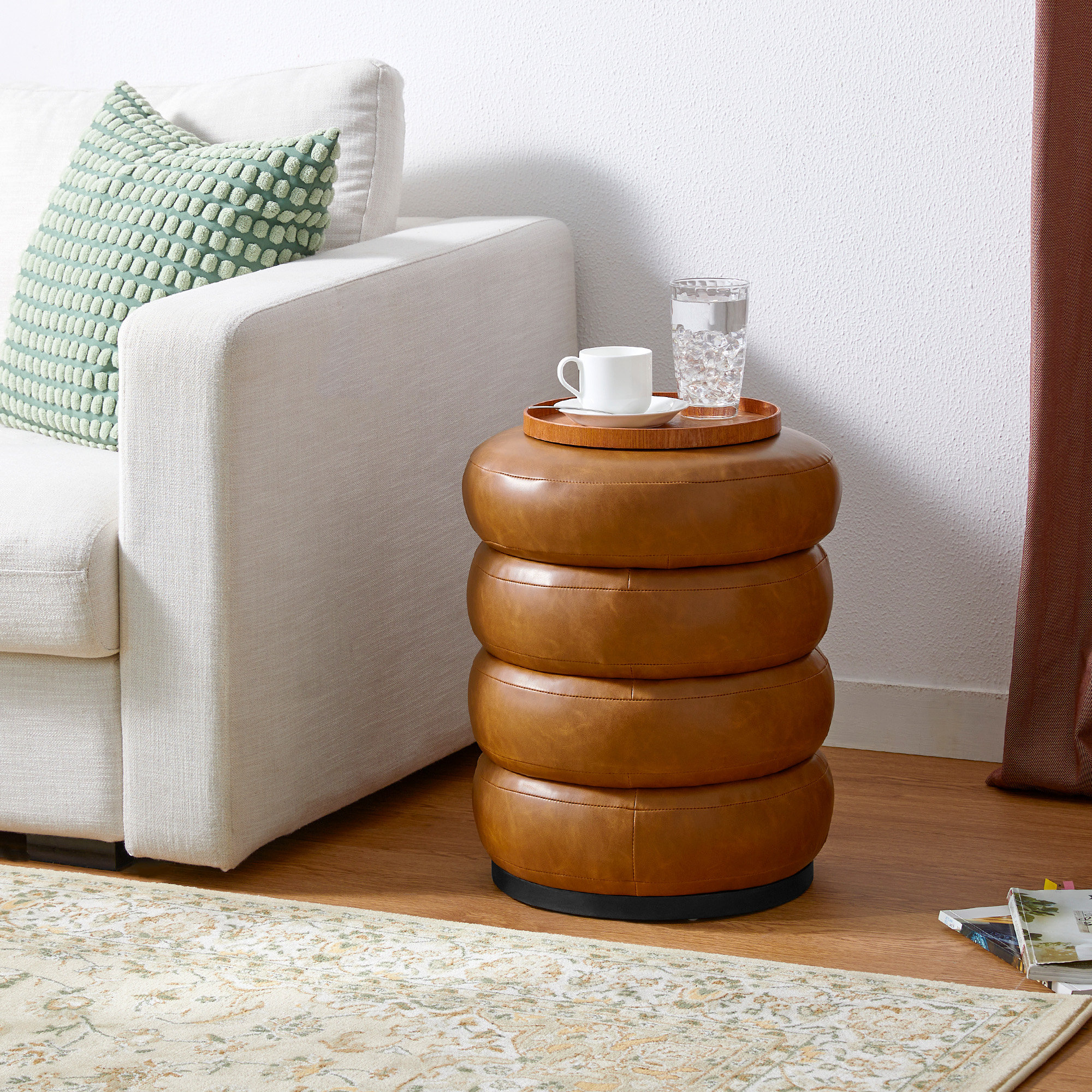 Wade Logan Berdi 15.5" Wide Genuine Leatherette Storage Ottoman ...