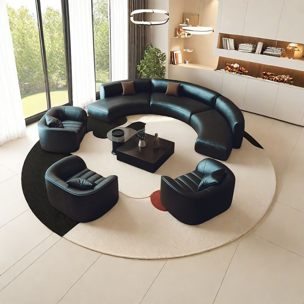 Walkoly Black semi circular arc negotiating sofa set | Wayfair