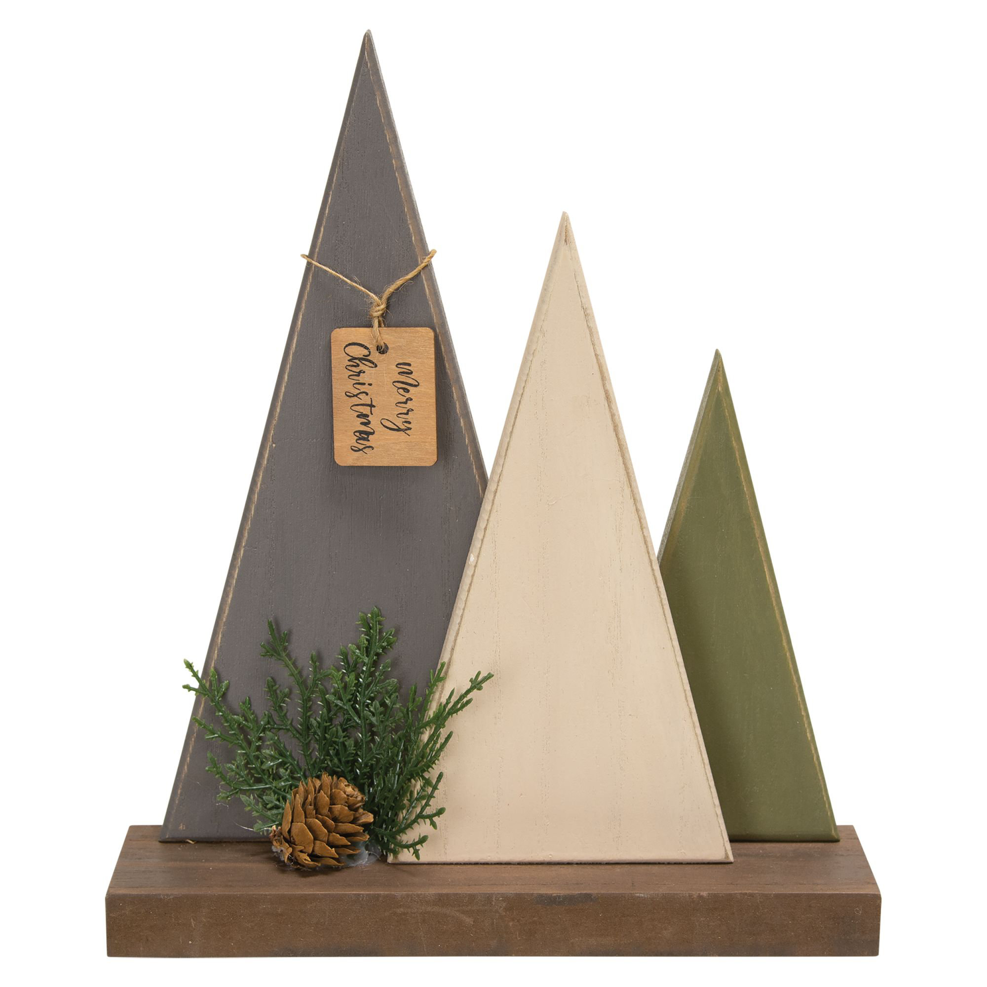 The Holiday Aisle® Farmhouse Christmas Tree Trio On Base | Wayfair