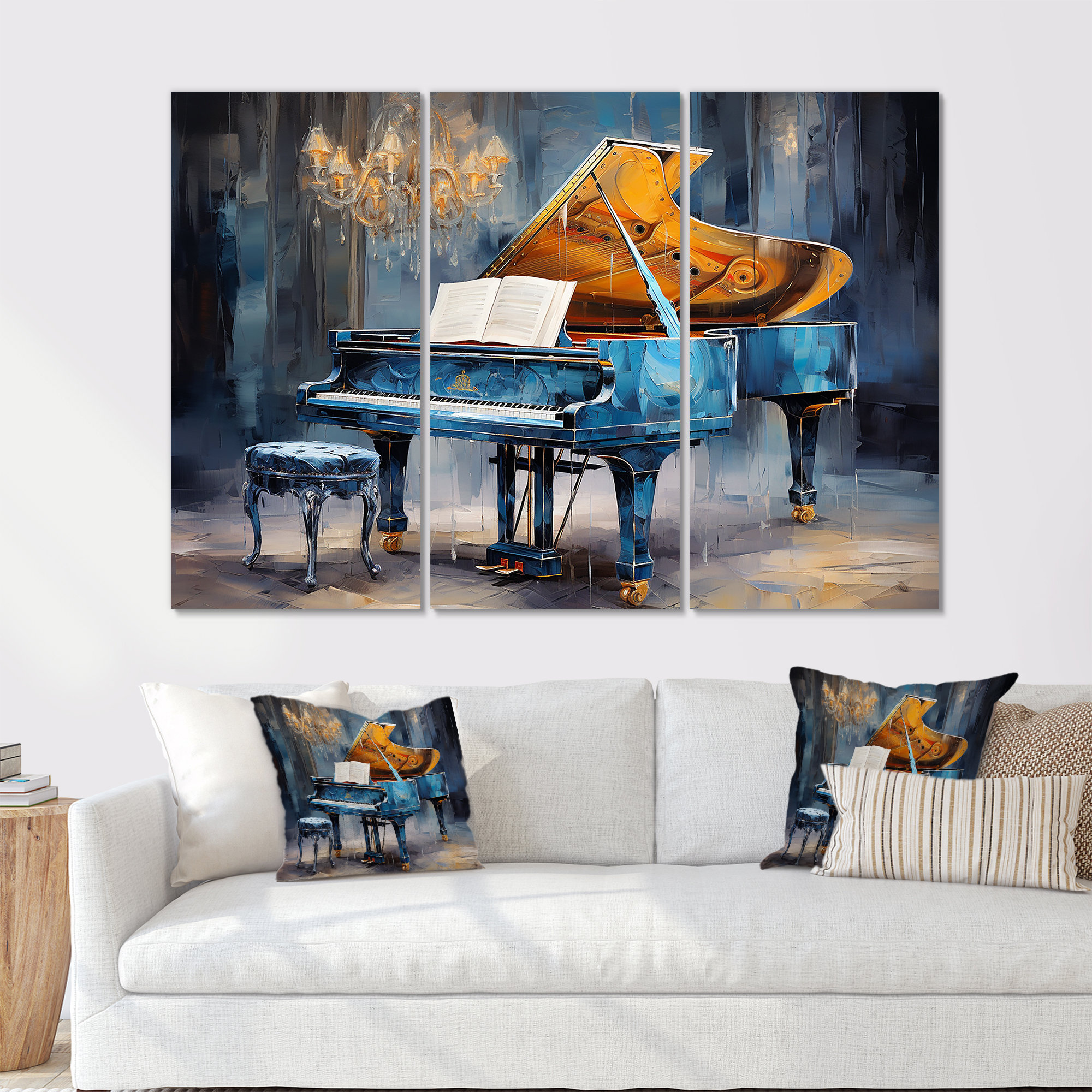 Trent Austin Design® Piano Rhapsody In Blue - Piano Canvas Art Set ...