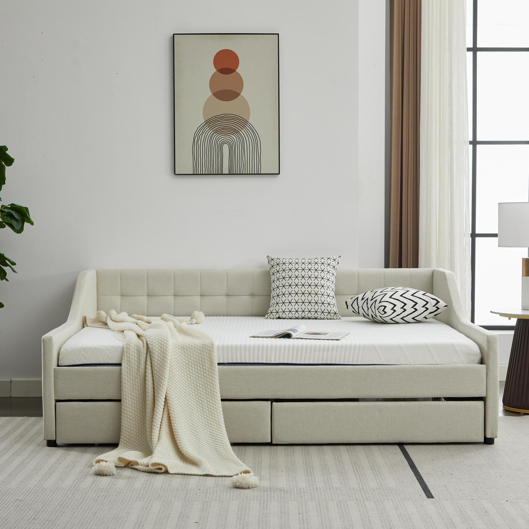 Latitude Run® Daybed Corner Bed Sofa Bed with Drawers Velvet ...