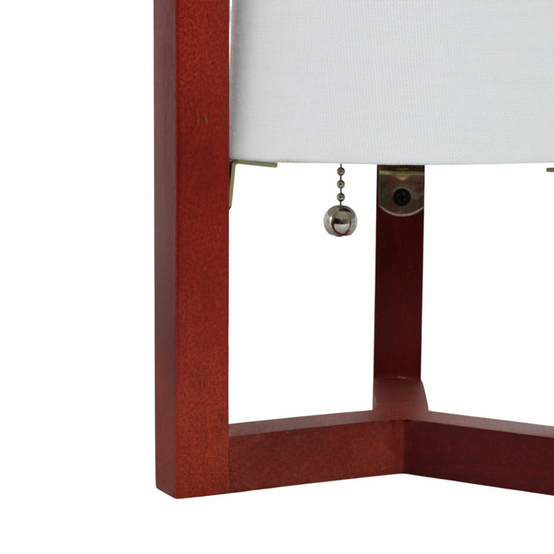 Latitude Run® Wood Cylinder Tripod Table Lamps, Rich Cherry and White ...