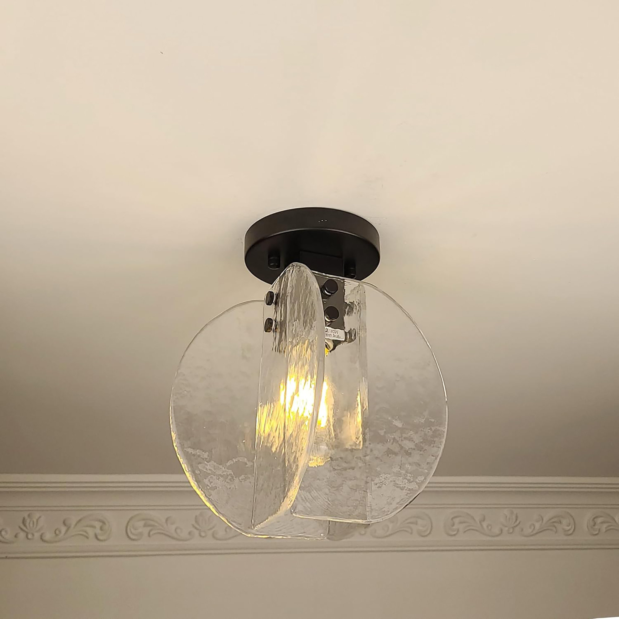 AirPartyPros Contemporary Fusion Glass Ceiling Light Metal Semi Flush ...