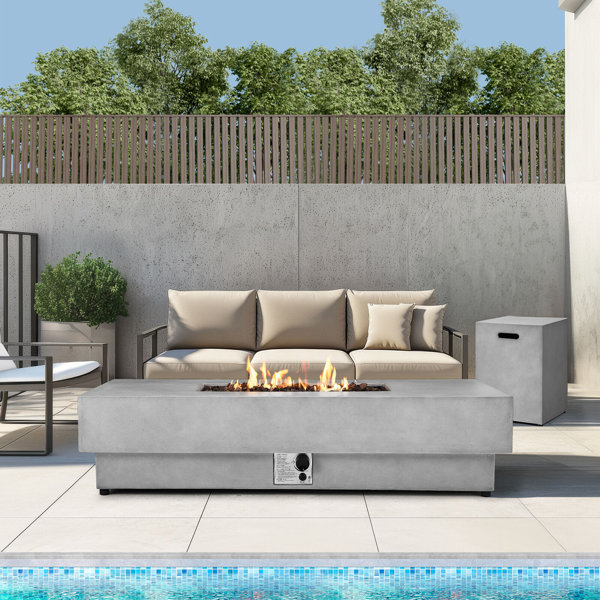 Latitude Run® 60" Outdoor Propane Fire Pit table with Tank Cover Table ...