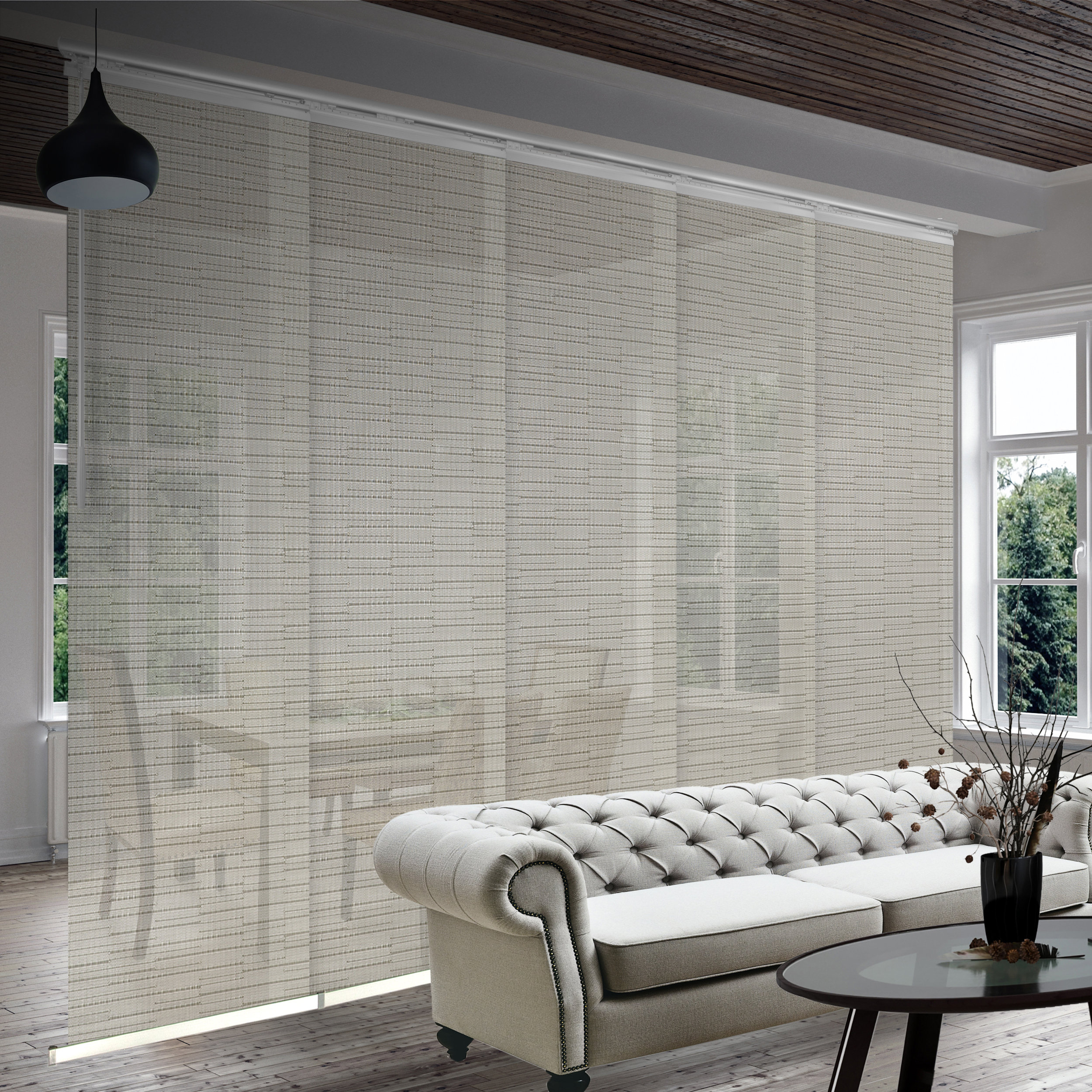 Rod Desyne Pewter Filigree Semi-Sheer Vertical Blind | Wayfair