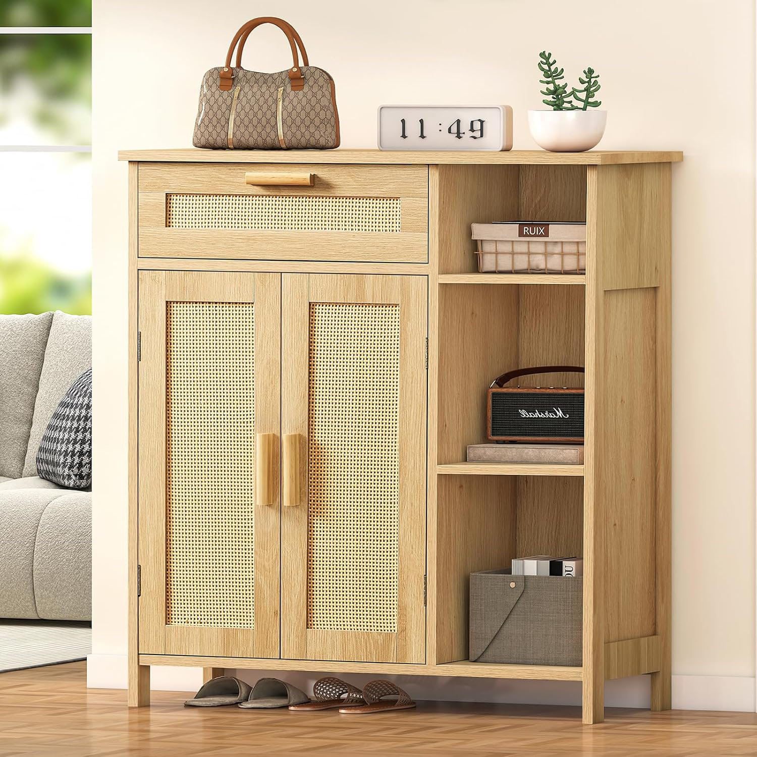 Dakota Fields Abinet, Boho Storage Storage With Rattan Doors, Buffet ...