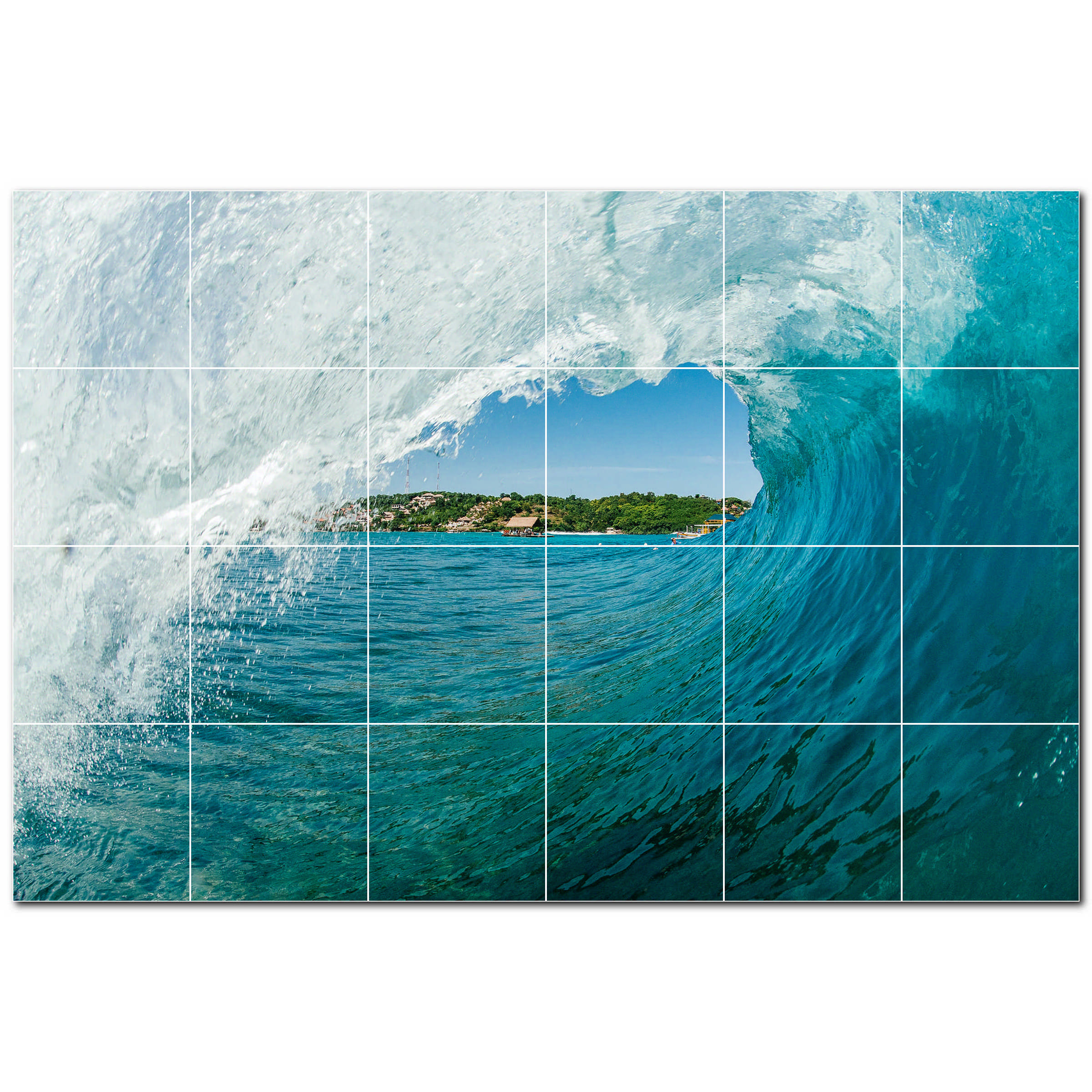 Picture-Tiles.com 72" x 48" Ceramic Waves Photo Decorative Mural Tile ...