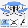 17 Stories Round Outdoor Steel Picnic Table With Umbrella Pole | Wayfair