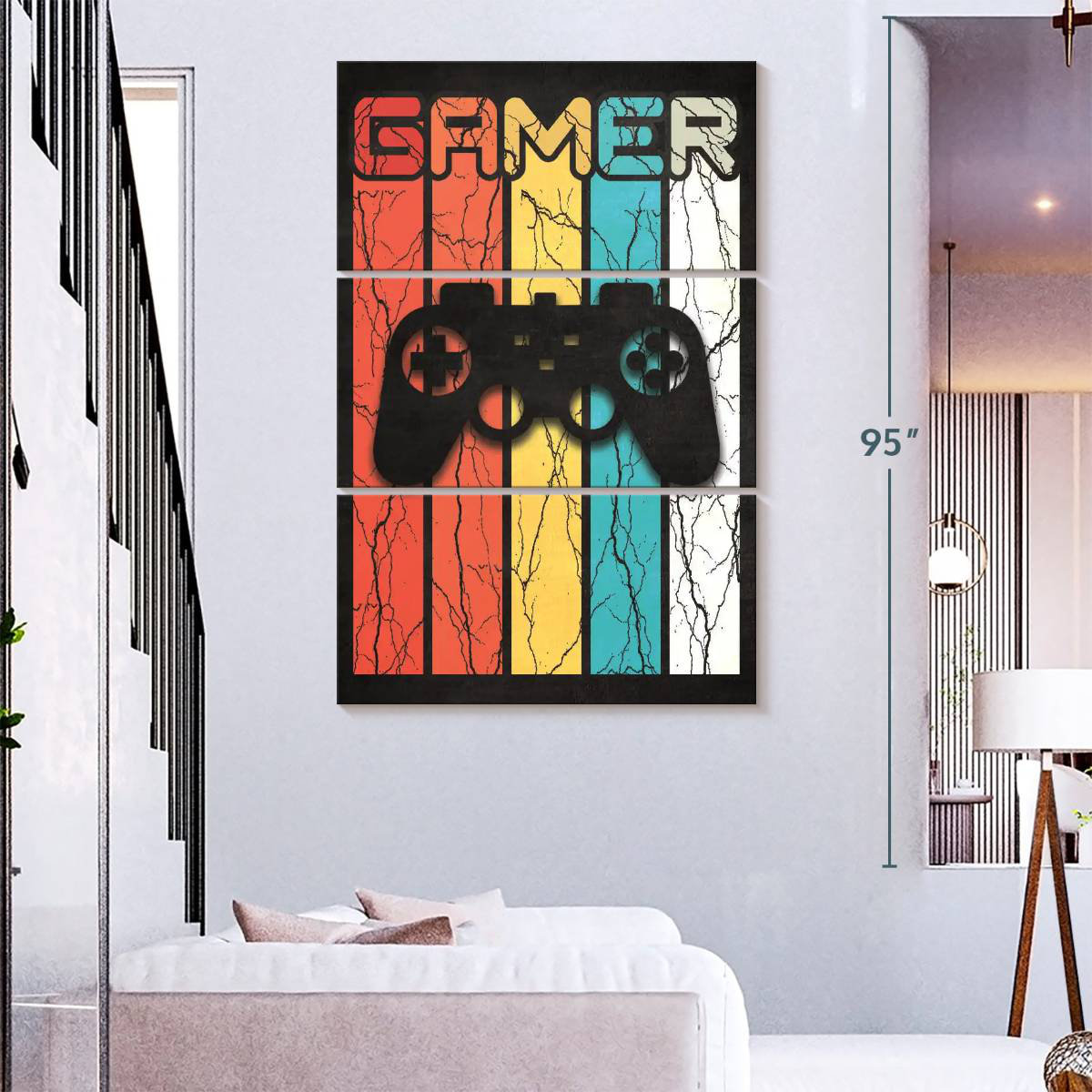 Trinx Kema Color Stripes Gamer Wall Sign | Wayfair