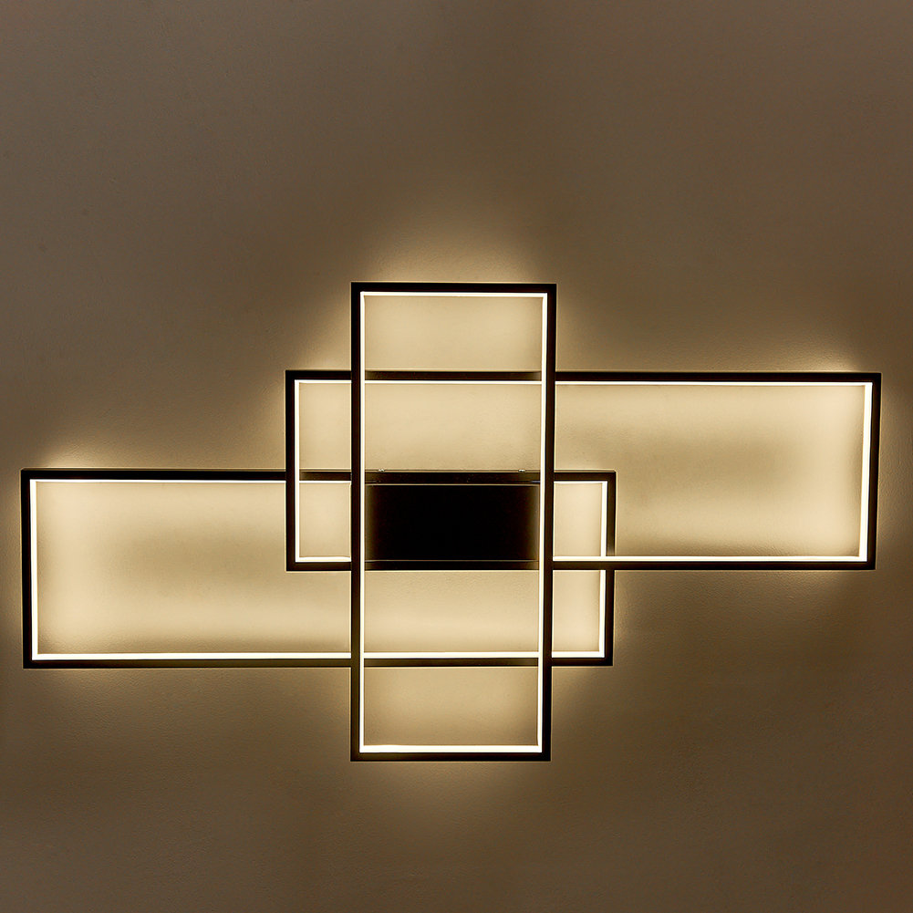 Metro Lane Neutral Style Rectangular LED Semi Flush Ceiling Light ...