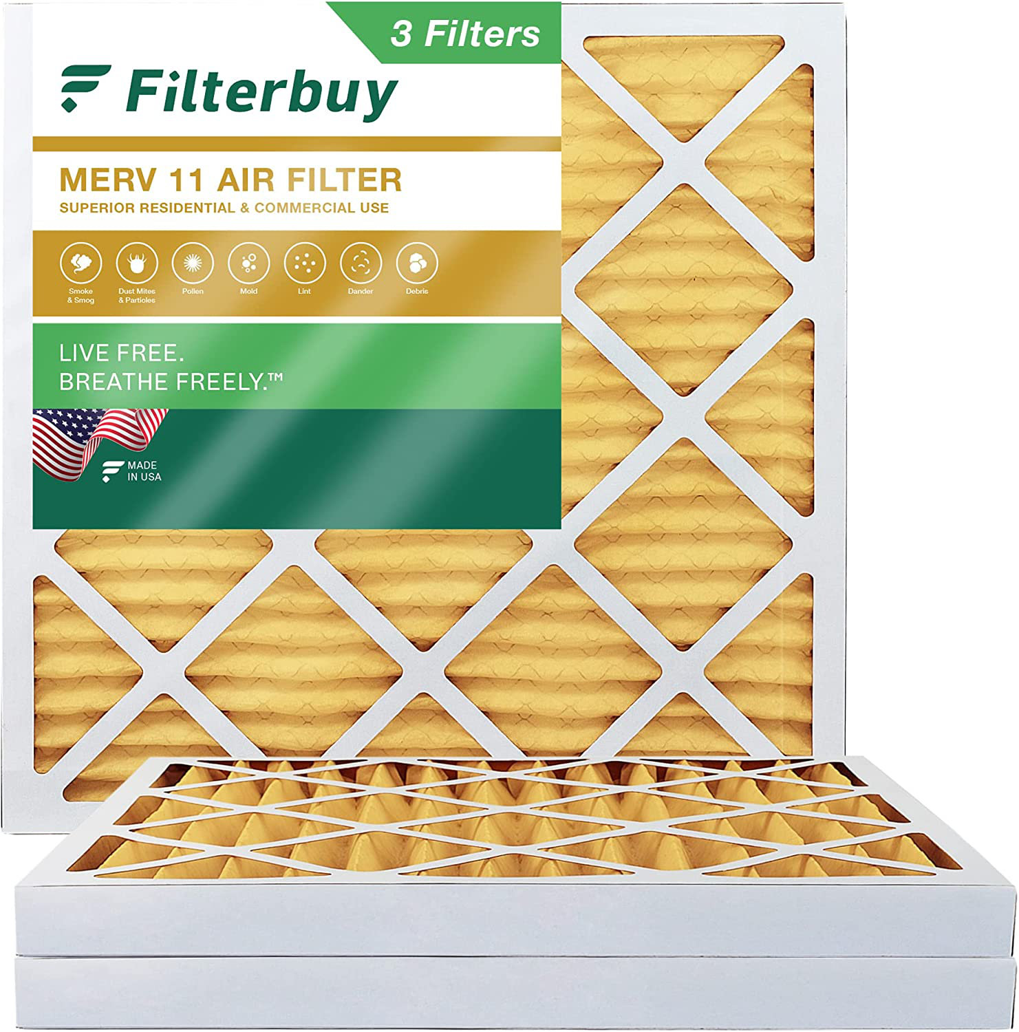 Filterbuy 24x24x2 Air Filter MERV 11, Pleated HVAC AC Furnace Filters ...