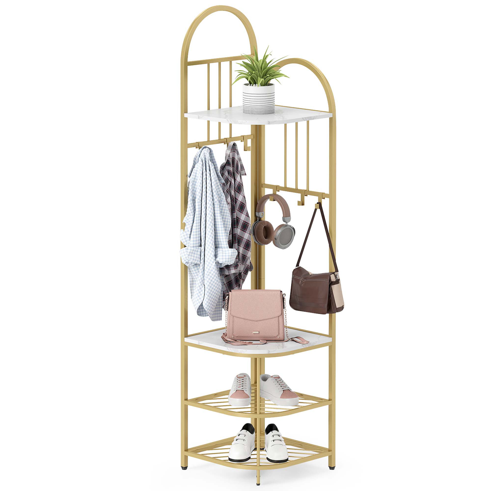 Mercer41 4-tier Coat Rack Corner Hall Tree With Shoe Storage Bench 6 ...