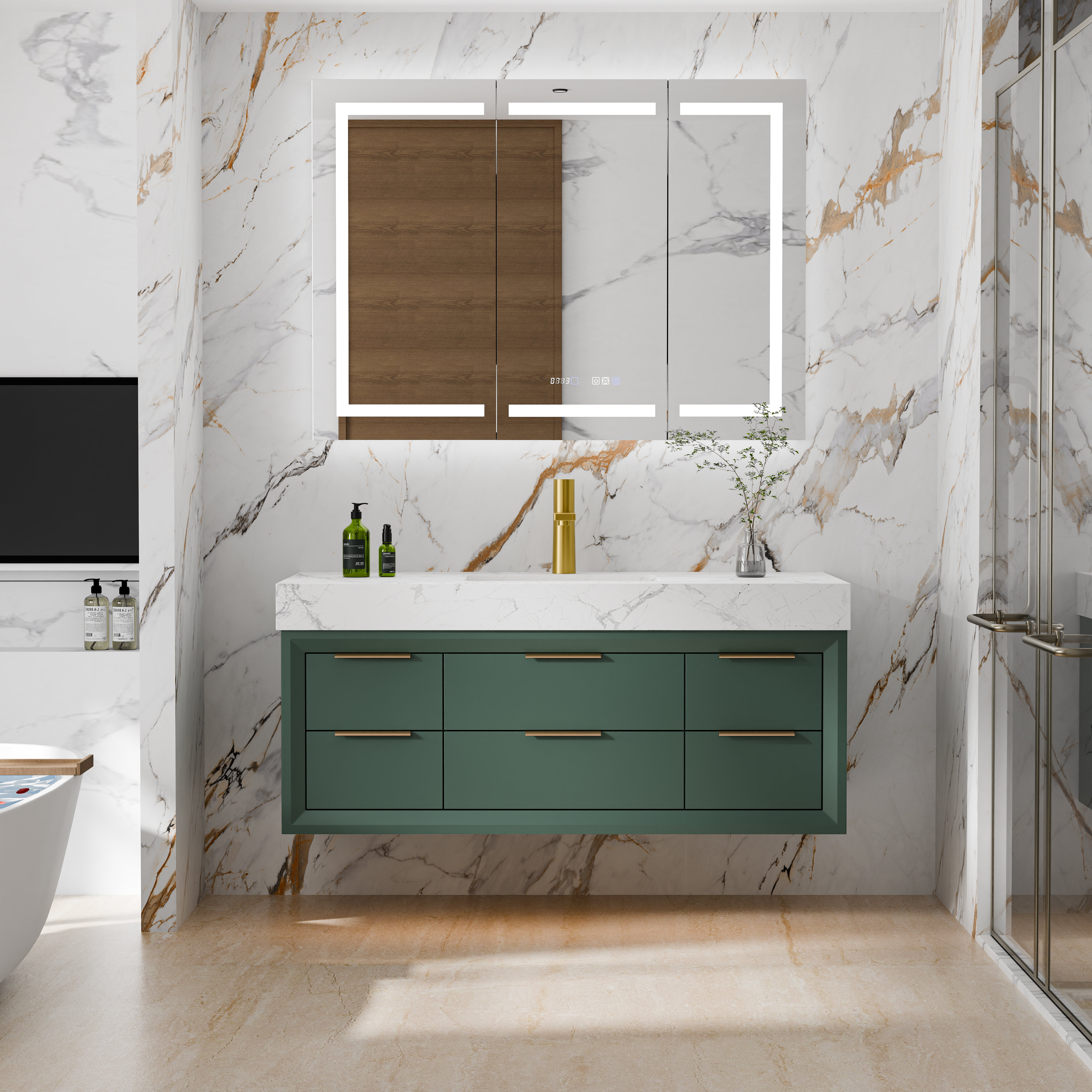 Everly Quinn Lumino 48'' Modern Wall Mounted Single Bathroom Vanity ...