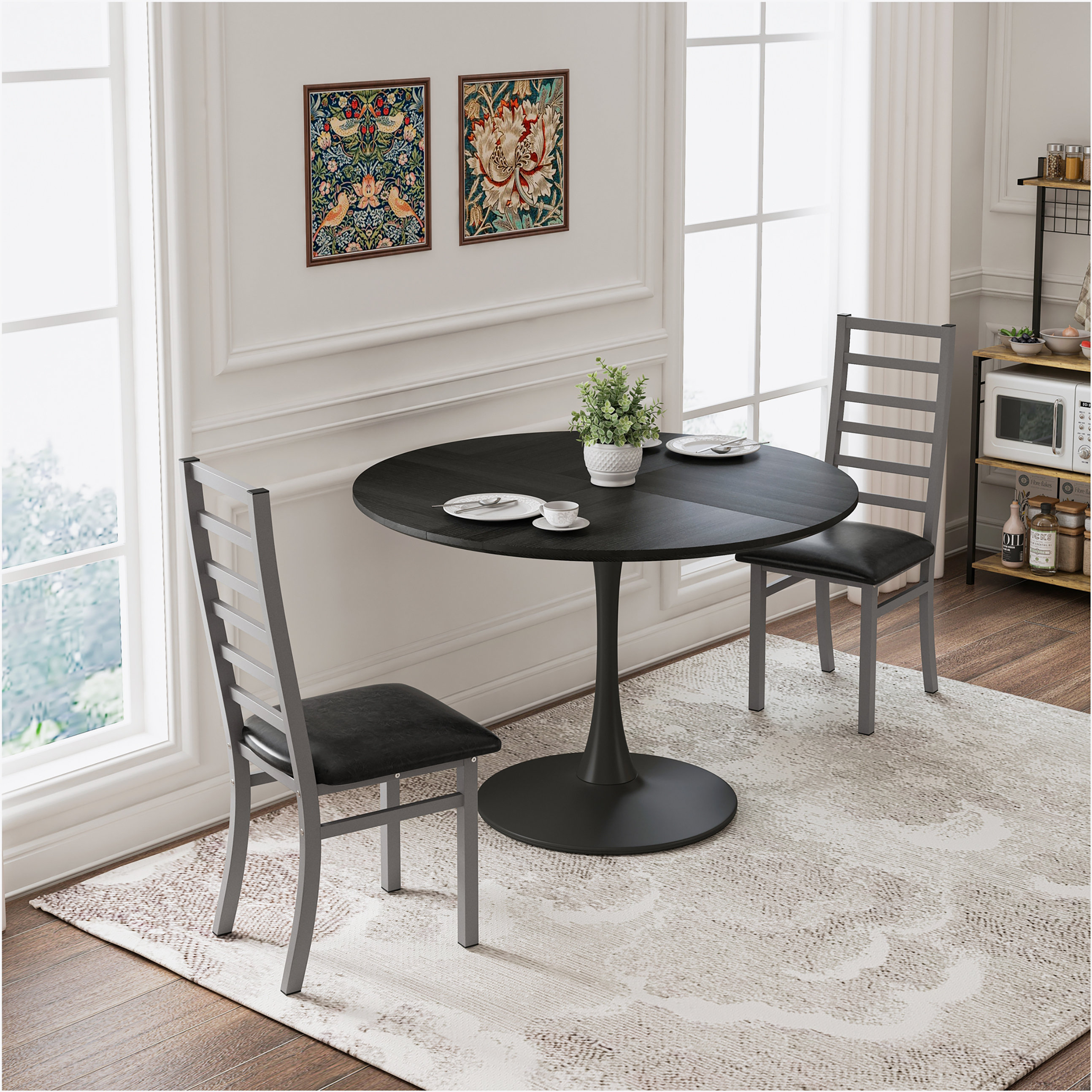 Lark Manor™ Dining Table Set for 2, 47 Inch Table with 2 Chairs for ...