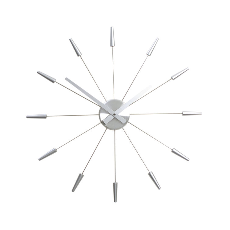 Nextime Silver Plug Inn Metallic Spoke Wall Clock | Wayfair