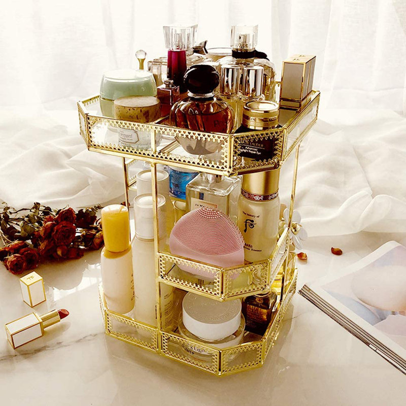 Rosdorf Park Guridi 360 Degree Rotation Glass Makeup Organizer ...