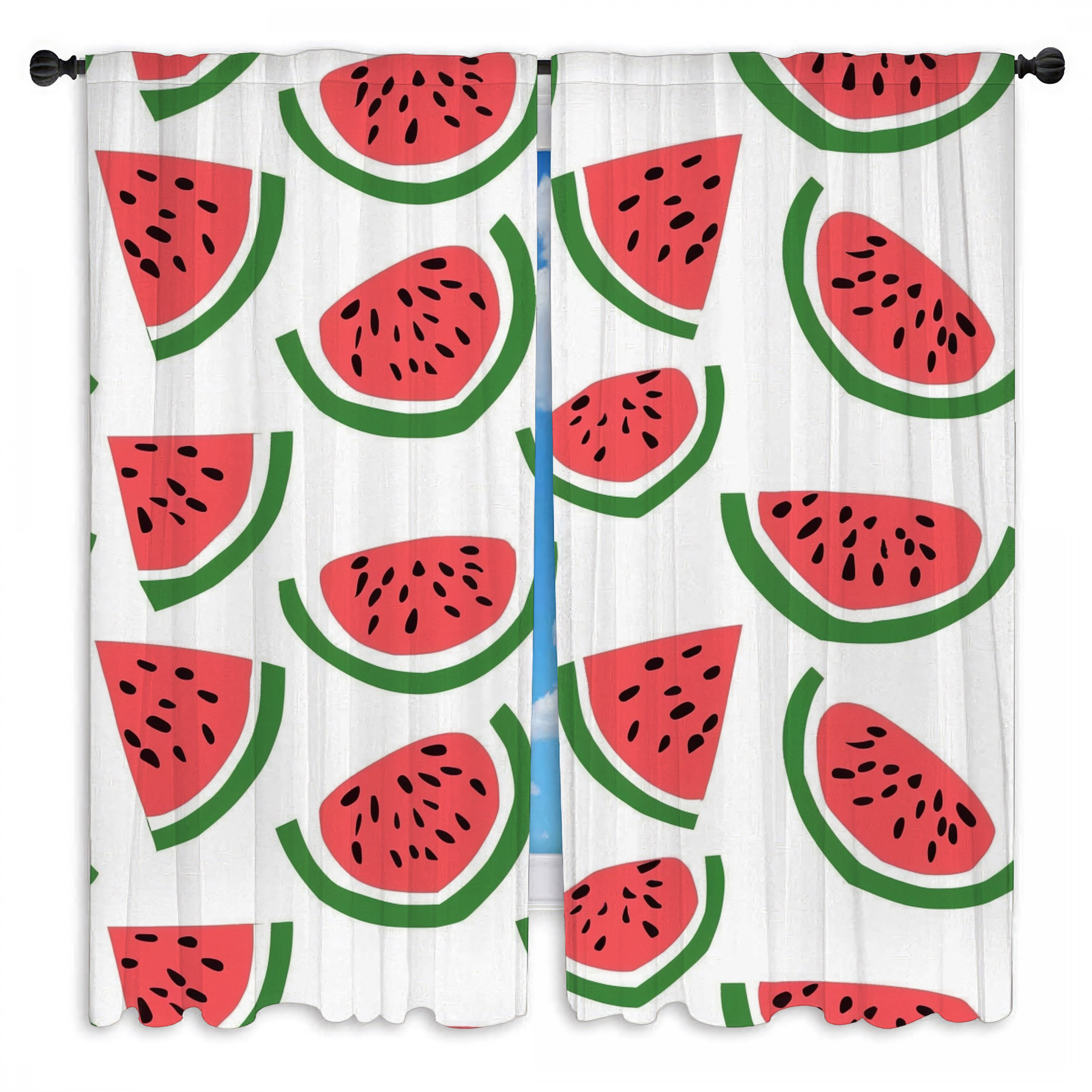 Dakota Fields Watermelon Window Curtains Fruit Modern Drapes - 2 Panels ...
