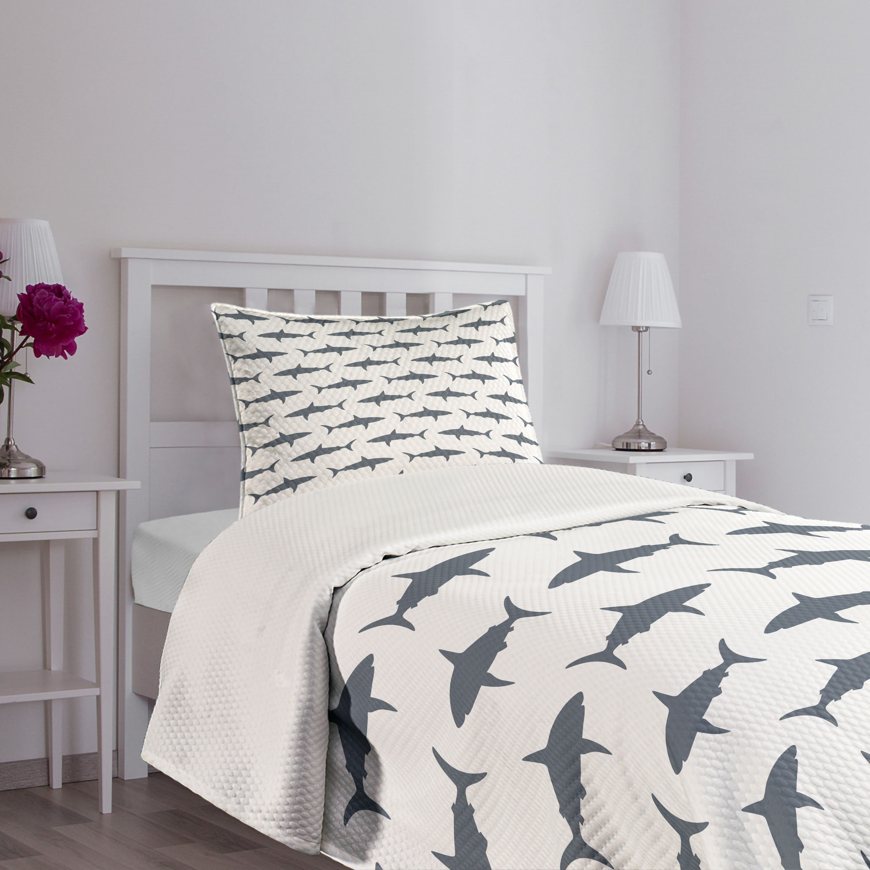 Ambesonne Shark Bedspread Swimming Wild Fishes | Wayfair