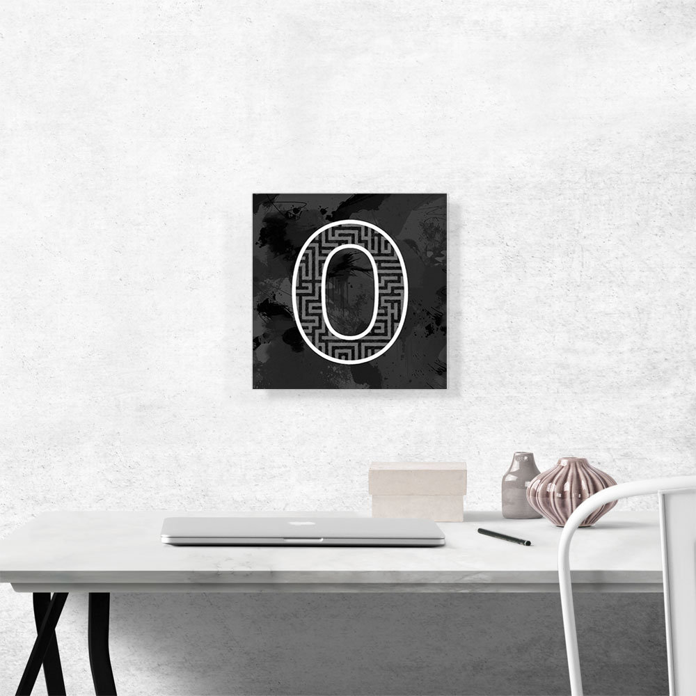 ARTCANVAS Modern Black White Alphabet Number 0 Zero Numeral Canvas Art ...