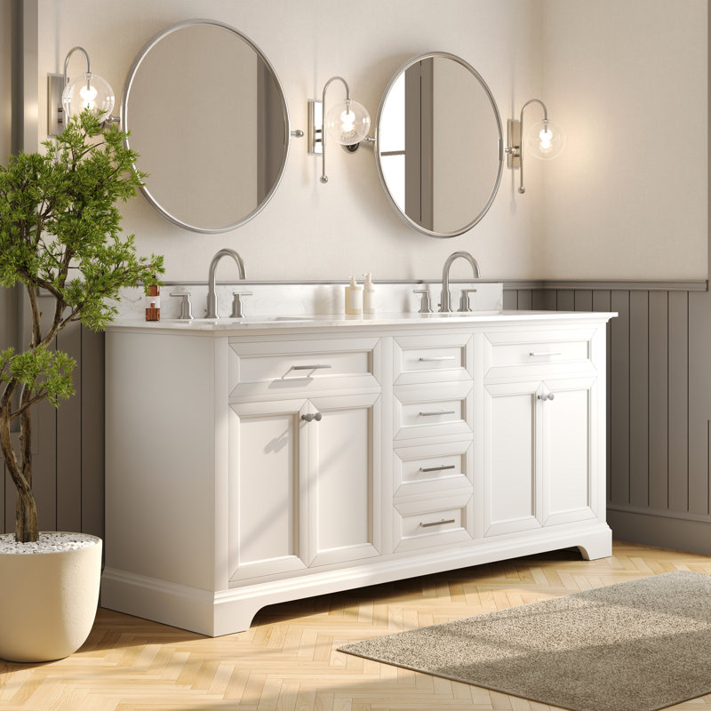 DeerValley Heritage 72'' Bathroom Vanity Double Sink Top with ...