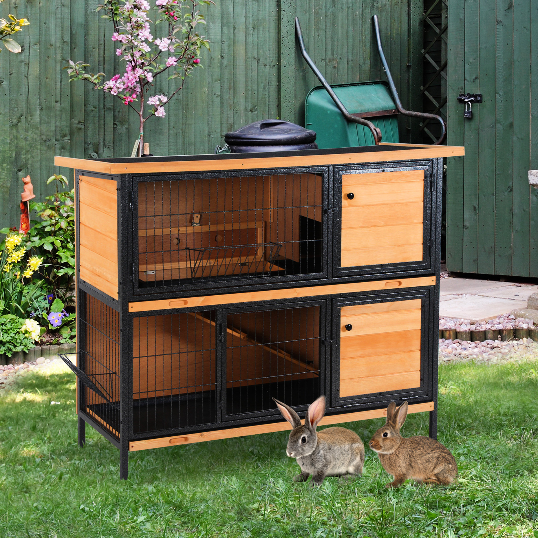One Allium Way® 48" Rabbit House - Solid Wood And Metal, Waterproof ...