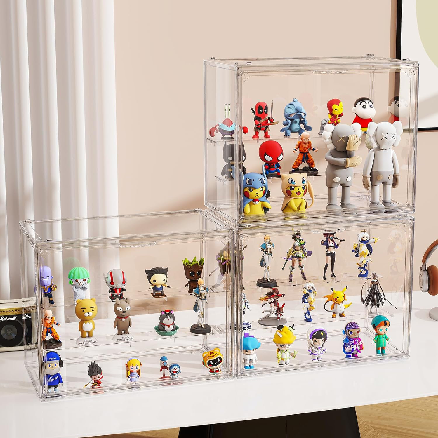 CHUANGWENYI Clear Acrylic Blind Box ,3 Tier Acrylic Display Case For ...