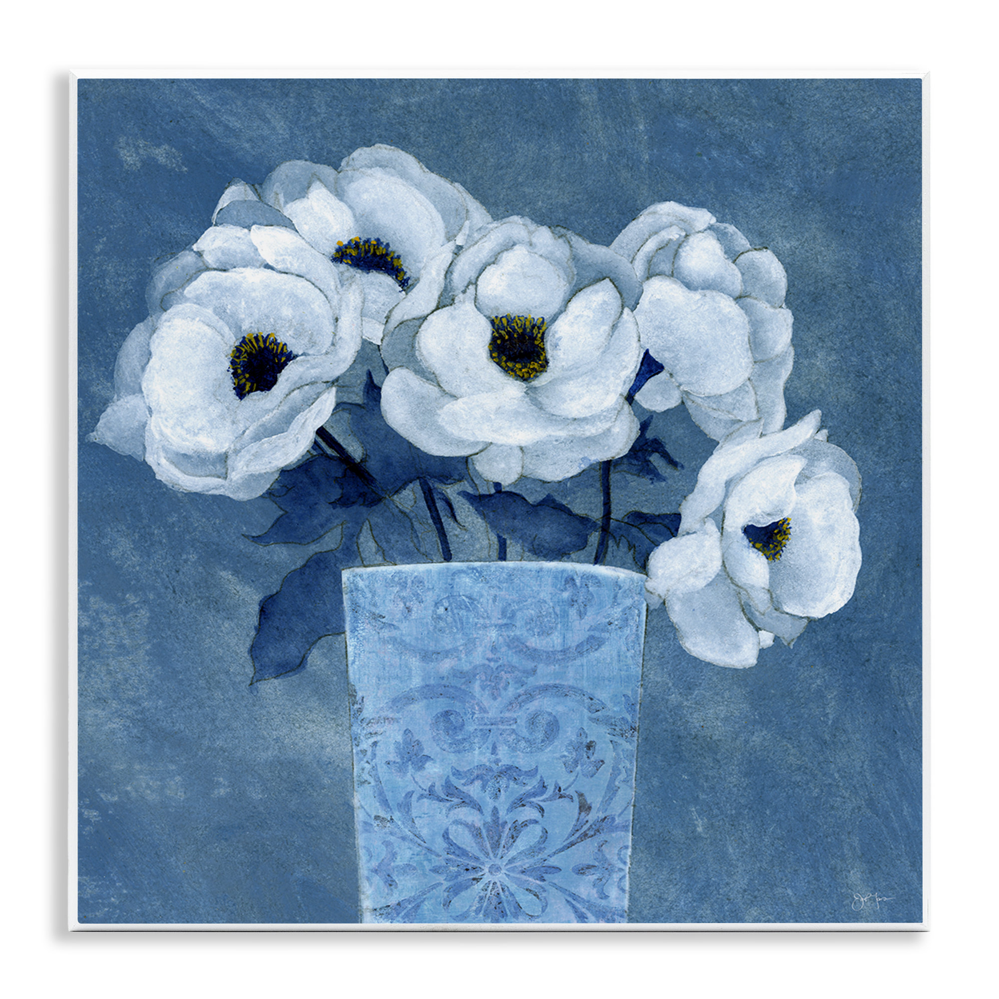 Ebern Designs Ornate Vase Flowers Wall Plaque Art by Janet Tava ...