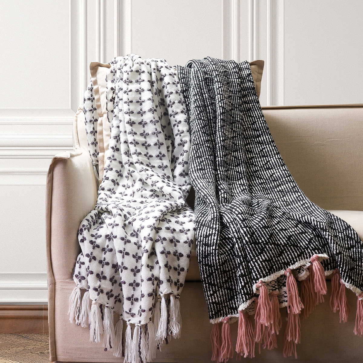 14 Karat Home Inc. Knitted Cross Throw | Wayfair