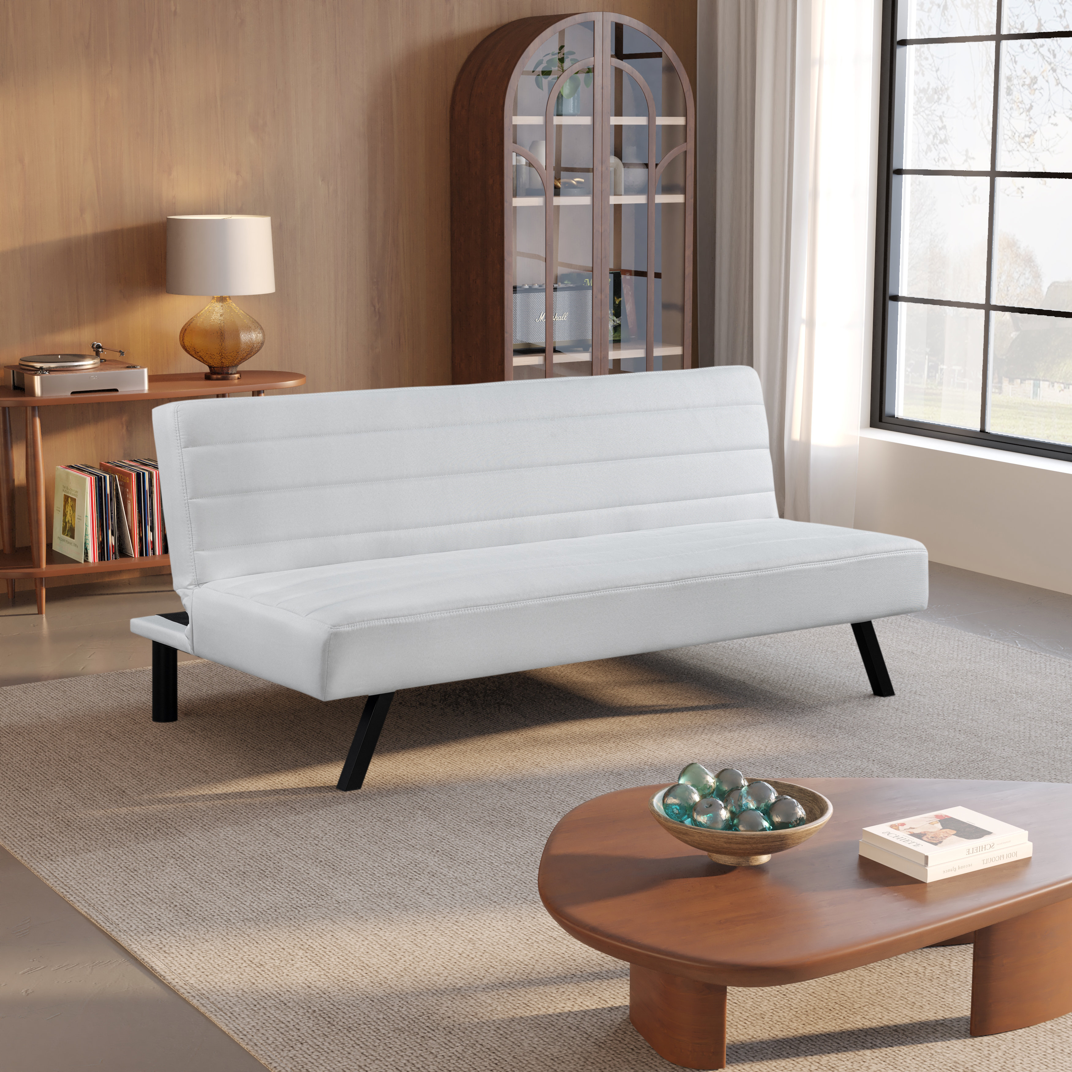 Serta Nova Scotia 66.1" Metal Leg Convertible Sofa, Horizontal Channel ...