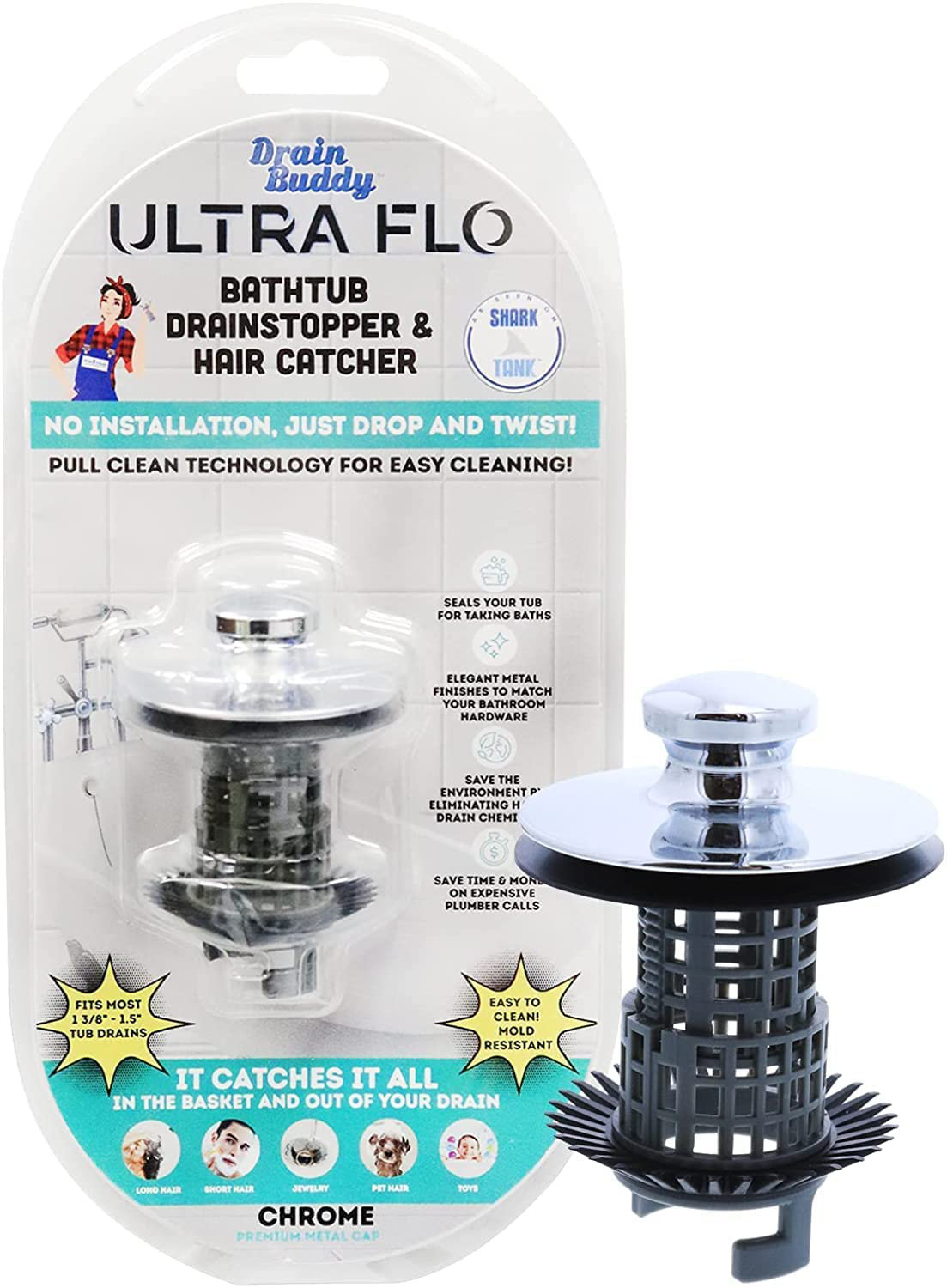 Drain Buddy Ultra Flo Tub Drain Stopper and Hair Catcher | Wayfair