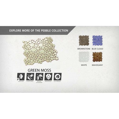 Merola Tile Pebble 11" x 11" Porcelain Pebbles/Rocks Mosaic Wall ...