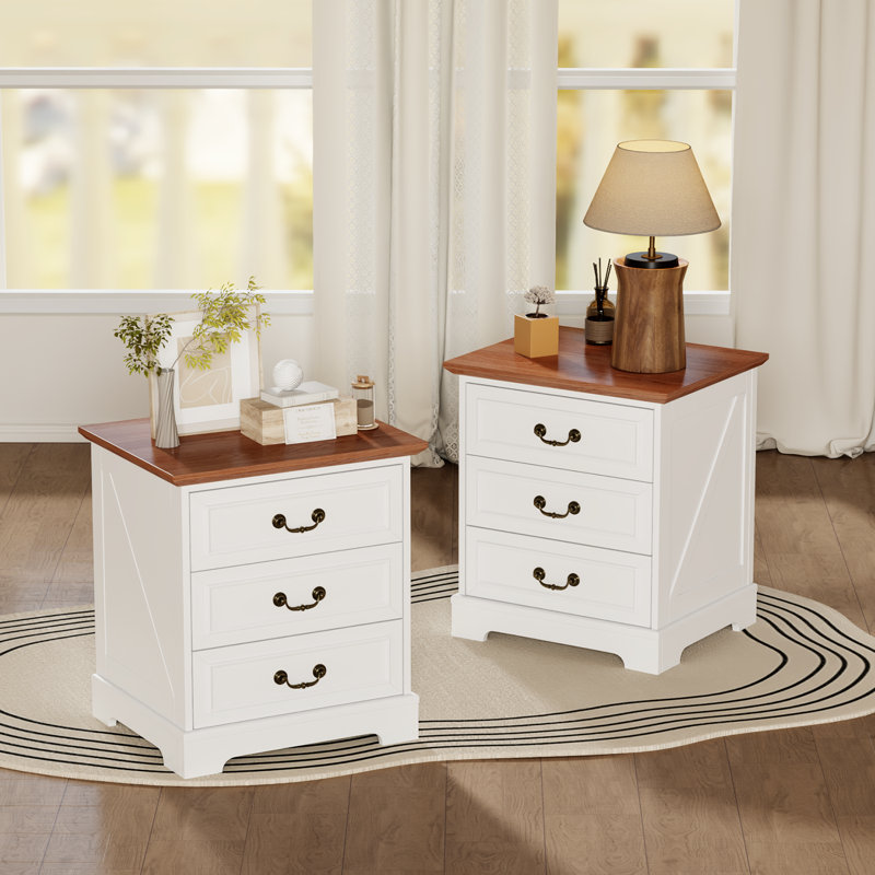 Red Barrel Studio® Nightstand With Charging Station And 3 Drawers ...