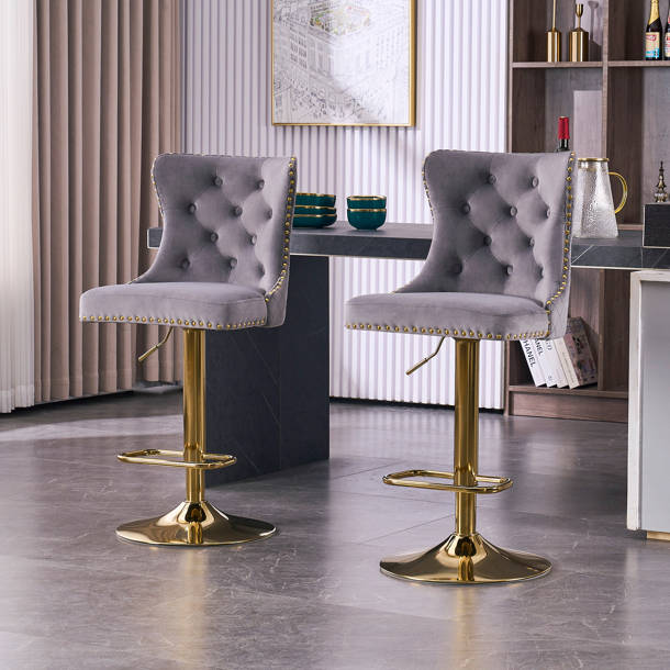 House of Hampton® Demeree Swivel Upholstered Adjustable Height Counter ...
