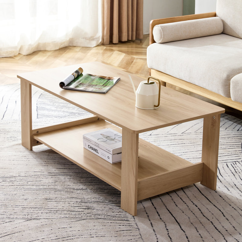 Millwood Pines Bonni Rectangular Coffee Table with Storage Shelf ...