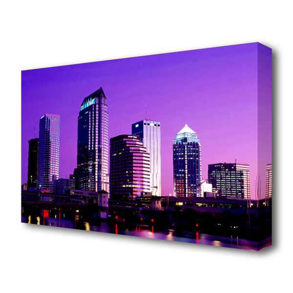 East Urban Home Miami Purple Nights - No Frame Print on Canvas ...