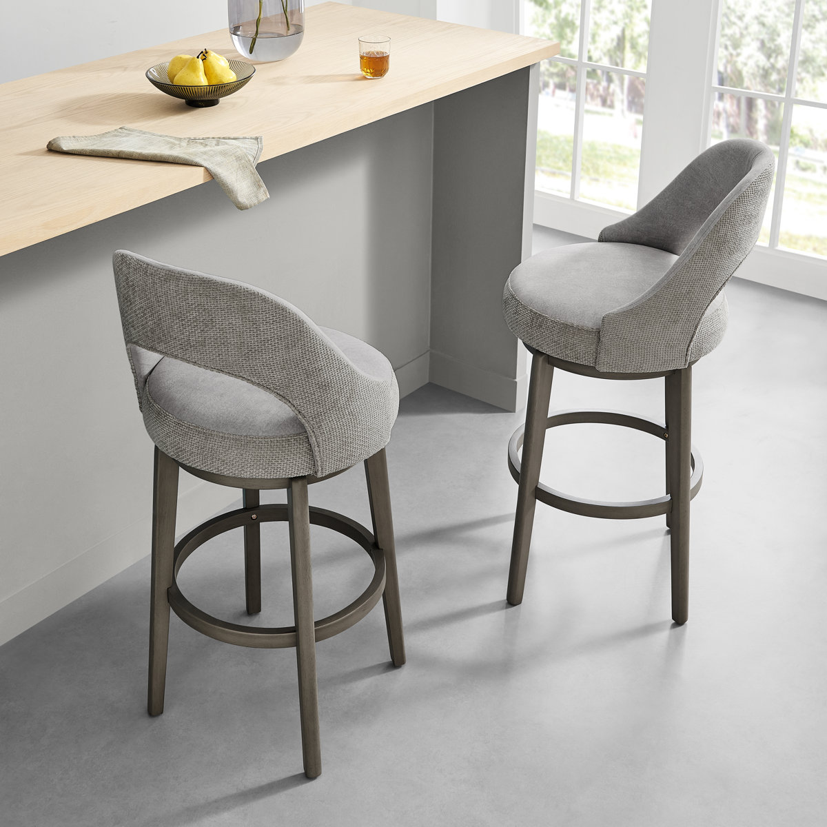Xdeco Swivel Bar Height Bar Stools, Comfortable Velvet Upholstered ...