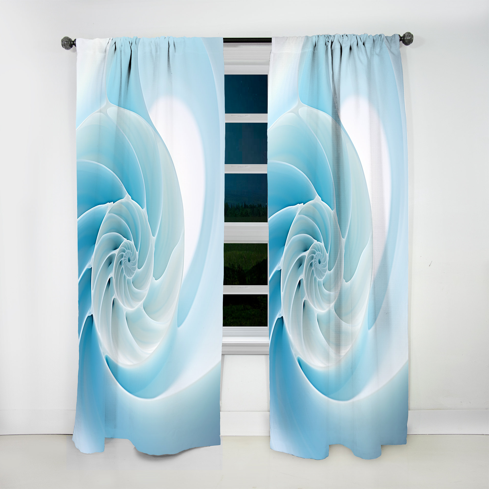 East Urban Home Azimut Azure Abyss Nautilus Spiral - Modern Velvet ...