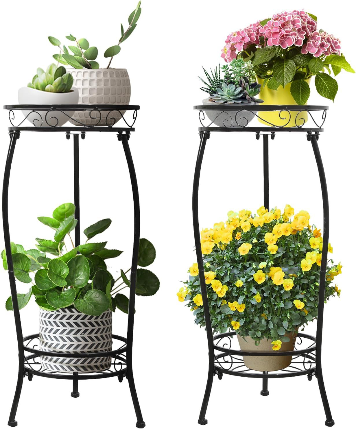 Lark Manor™ Plant Stand Indoor Outdoor 2 Tier Metal Potted Holder Rack ...