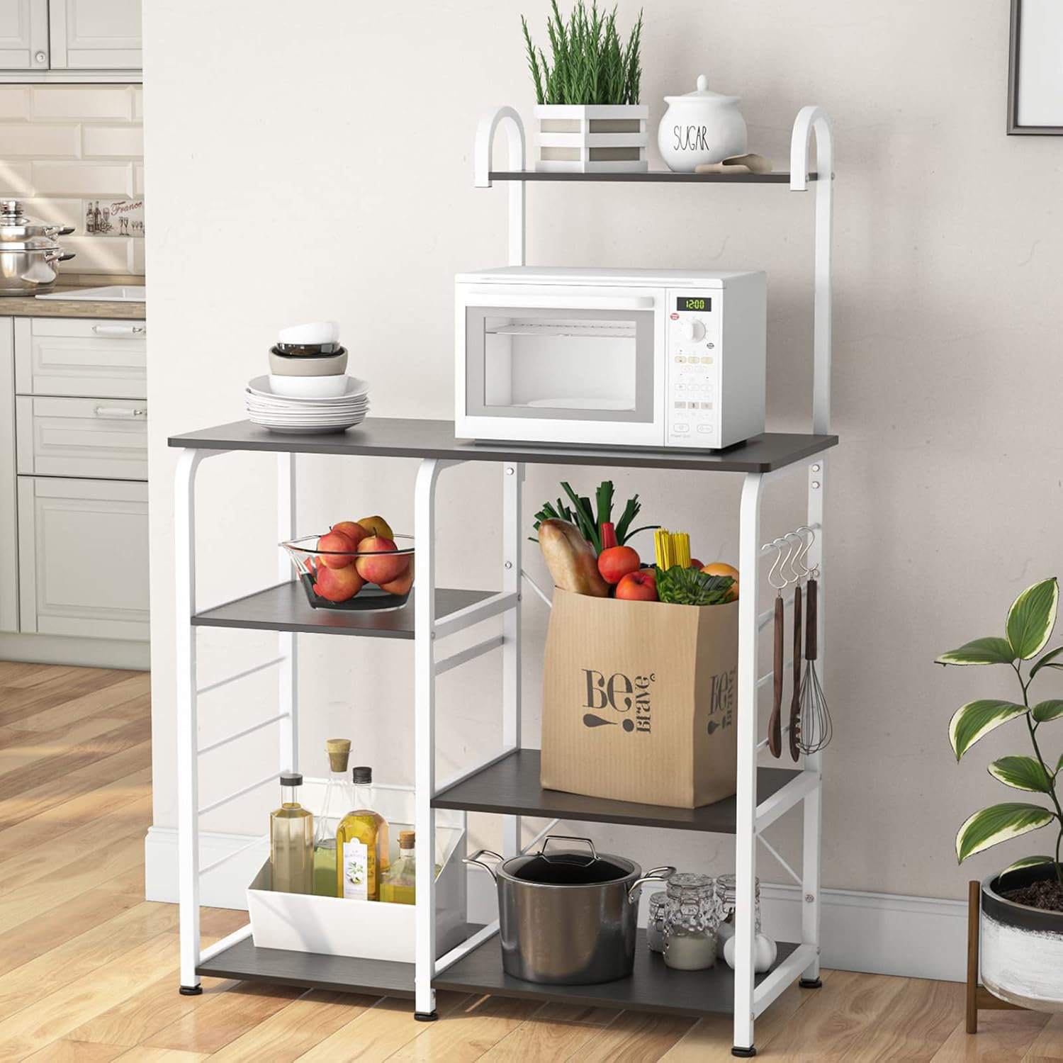 Hokku Designs Microwave Cart With Storage Shelf - Sturdy Kitchen Baker ...