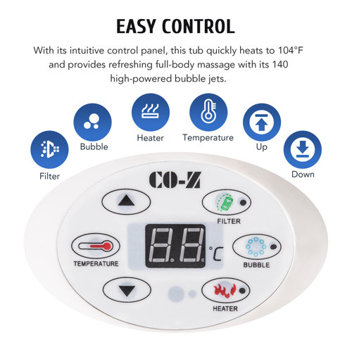 CO-Z 110 Volt 6 - Person 130 - Jet Vinyl Round Inflatable Hot Tub ...